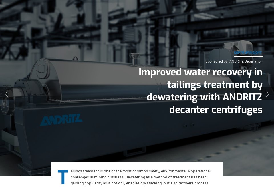 ANDRITZ Company Insight - Mine | Issue 109 | October 2021