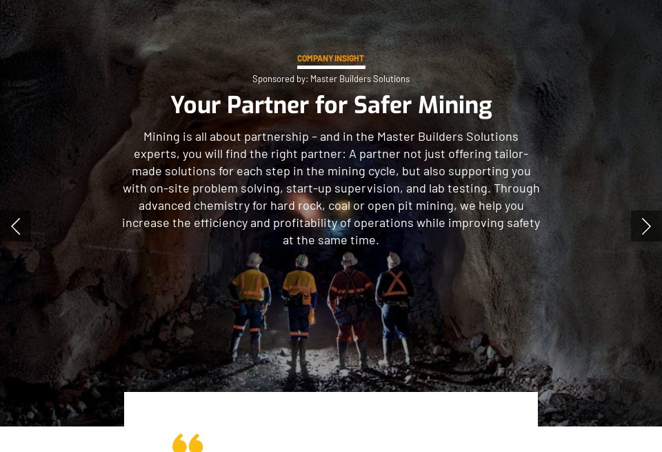 Master Builders Solutions Company Insight - Mine | Issue 109 | October 2021