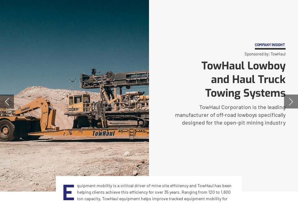 TowHaul Company Insight - Mine | Issue 109 | October 2021