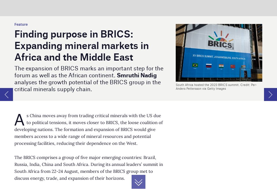 Finding purpose in BRICS: Expanding mineral markets in Africa and the ...
