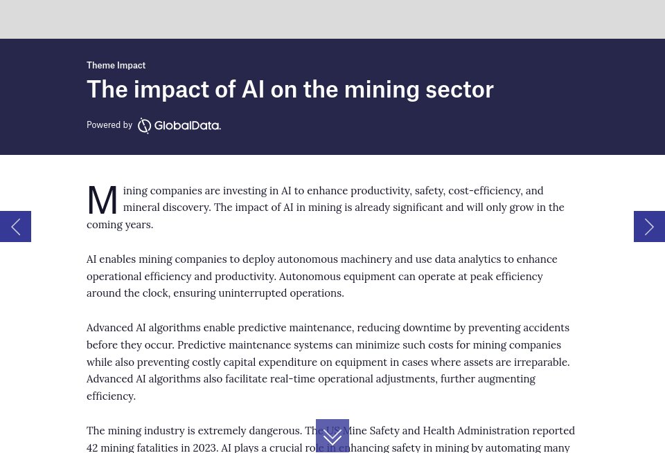The impact of AI on the mining sector - Mine | Issue 145 | October 2024