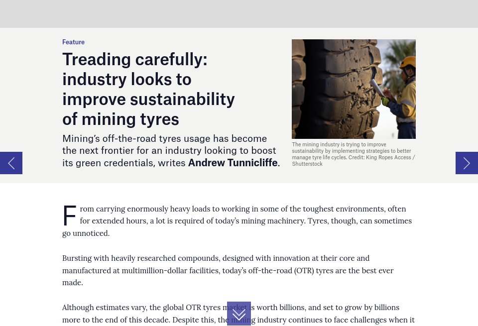 Treading carefully: industry looks to improve sustainability of mining tyres - Mine | Issue 145 ...