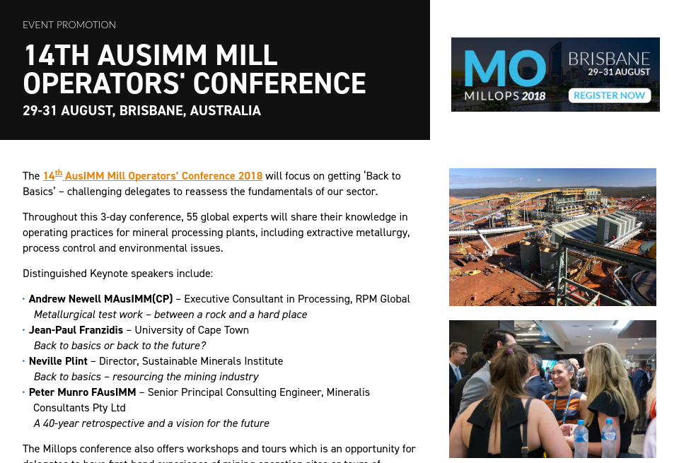Event: Mill Operators' Conference - Mine Magazine | Issue 72 ...