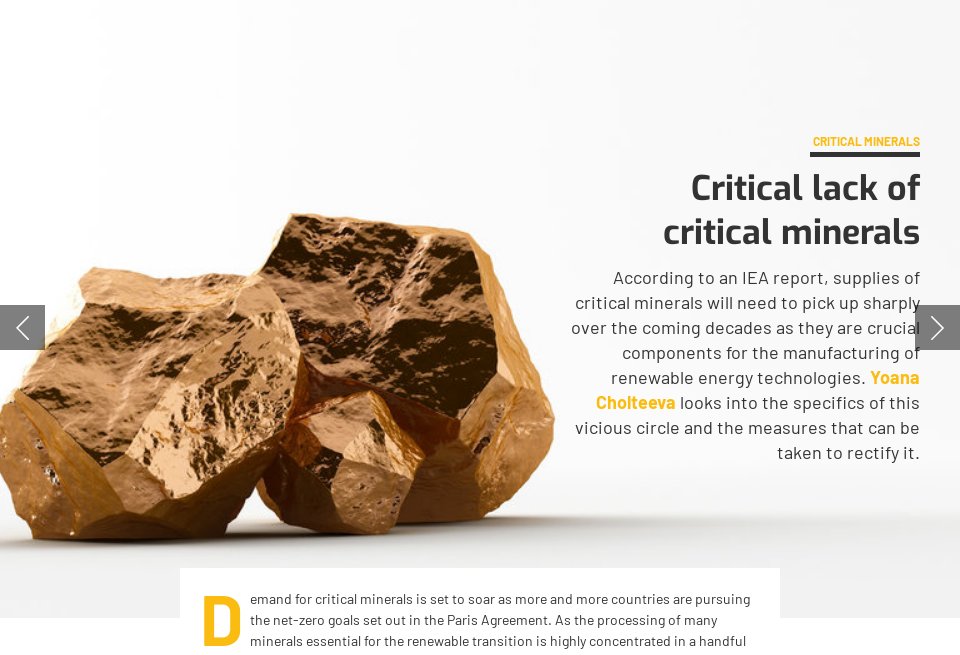 Critical lack of critical minerals - Mine | Issue 108 | September 2021