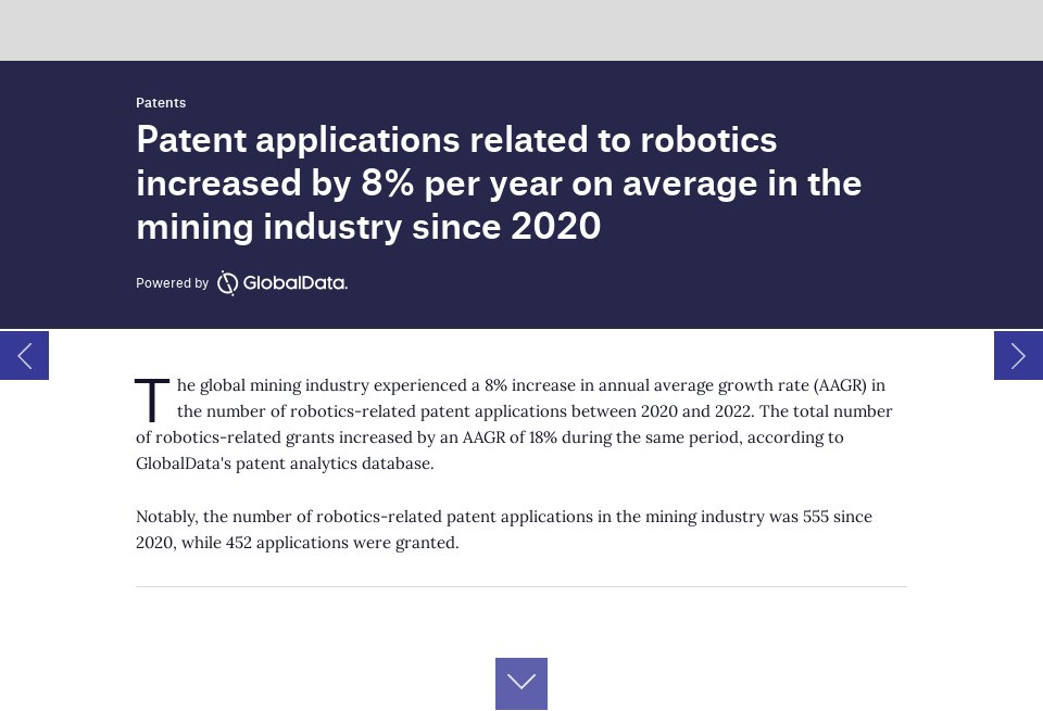 Robotics patent applications in the global mining industry since 2020 - Mine | Issue 132 ...