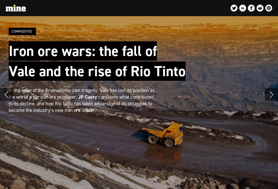Iron ore wars: the fall of Vale and the rise of Rio Tinto - Mine ...