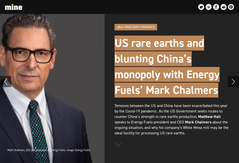 Q&A: US rare earths and blunting China’s monopoly with Energy Fuels ...
